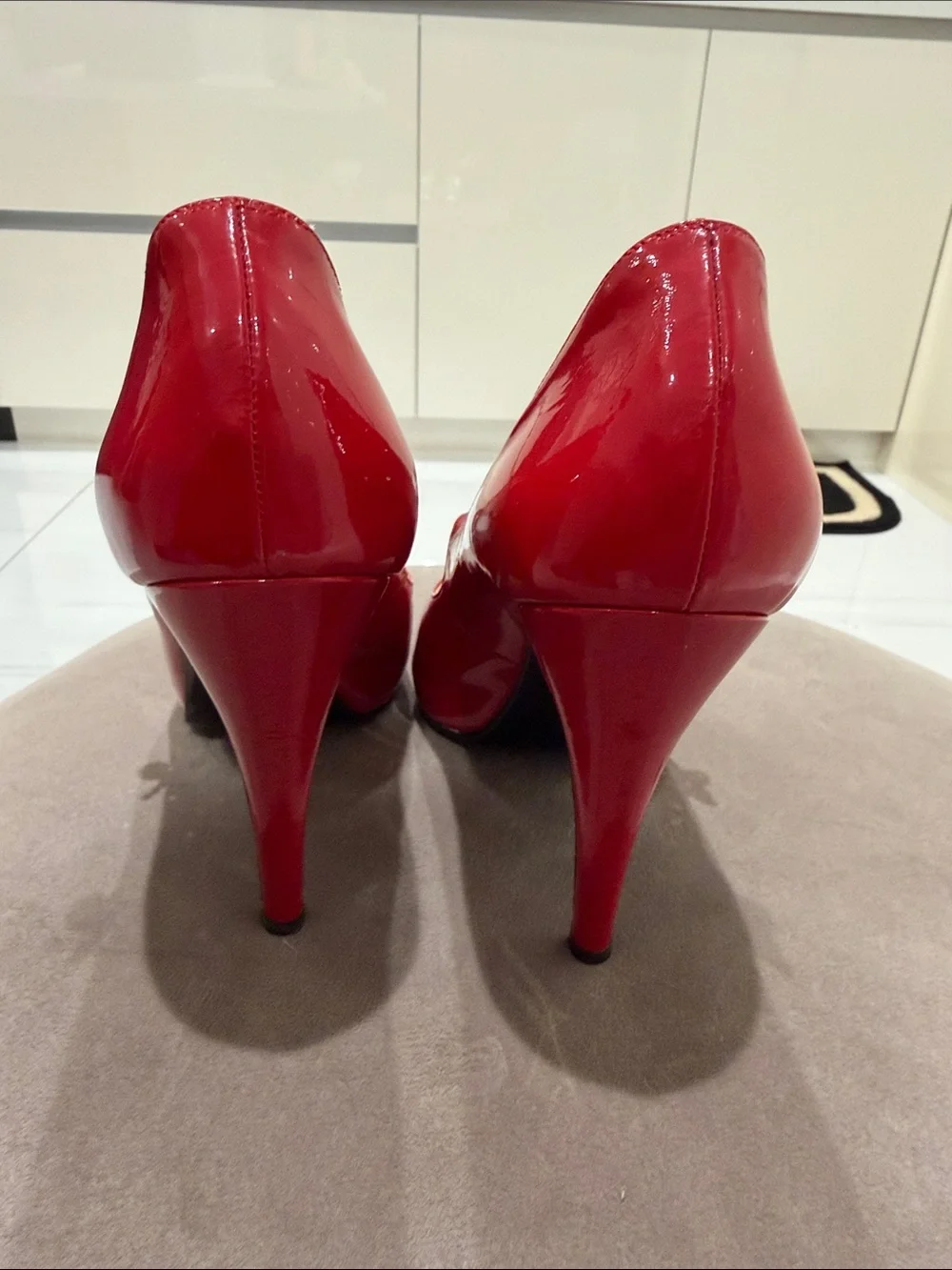 Shoes | Luciano Padovan Red Patent Peeptoe Mary Jane Pumps Size 4 ...